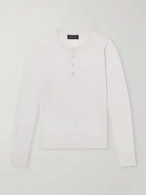 WALES BONNER Nile Ribbed Wool Henley T-shirt - Neutrals