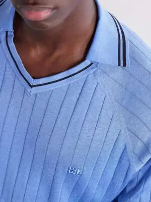 WALES BONNER Roots Logo-embroidered Knitted Polo Shirt