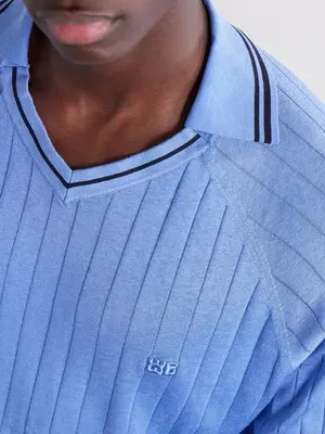 WALES BONNER Roots Logo-embroidered Knitted Polo Shirt