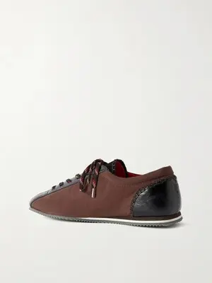 WALES BONNER Paris Trainer Leather-trimmed Shell Sneakers - Brown