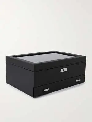 Wolf Roadster Full-grain Vegan Leather Ten-piece Watch Box - Black