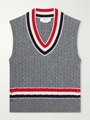 Thom Browne Cable-knit Wool Vest - Gray