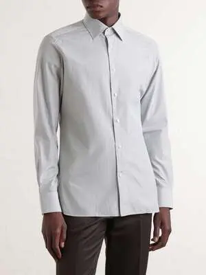 Zegna Trofeo Stripped Cotton-poplin Shirt