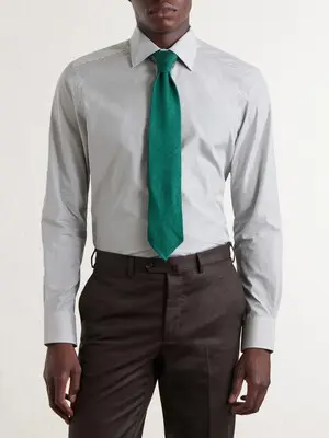 Zegna Trofeo Stripped Cotton-poplin Shirt