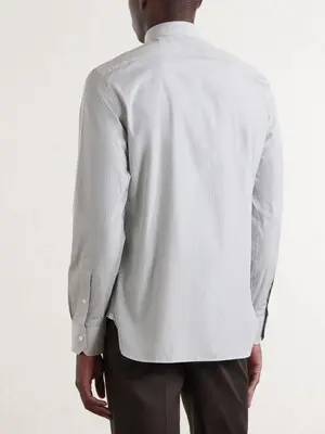 Zegna Trofeo Stripped Cotton-poplin Shirt