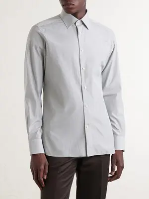Zegna Trofeo Stripped Cotton-poplin Shirt