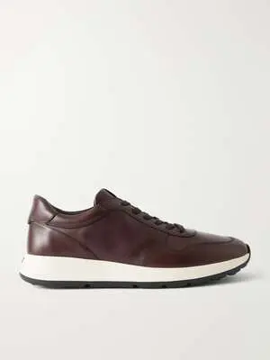 TOD'S Paneled Leather Sneakers - Dark Brown