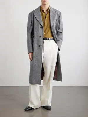 Valentino Garavani Virgin Wool Herringbone Coat - Gray
