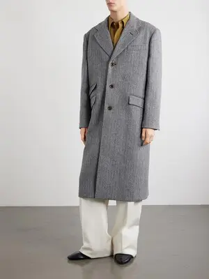 Valentino Garavani Virgin Wool Herringbone Coat - Gray
