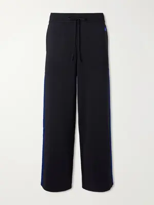WALES BONNER Straight-leg Logo-embroidered Knitted Drawstring Sweatpants - Blue