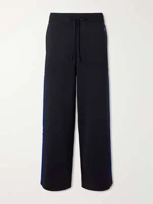 WALES BONNER Straight-leg Logo-embroidered Knitted Drawstring Sweatpants - Navy
