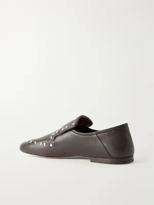 WALES BONNER Embellished Leather Loafers - Brown