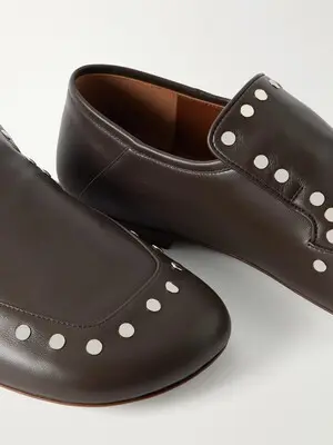 WALES BONNER Embellished Leather Loafers - Brown