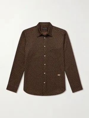 WALES BONNER Doshi Button-down Jacquard-knit Shirt - Brown