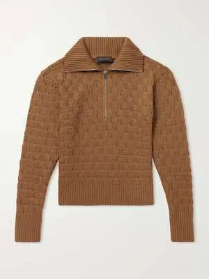 WALES BONNER Wool Half-zip Sweater - Brown
