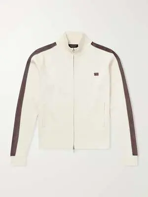 WALES BONNER Logo-embroidered Knitted Zip-up Jacket