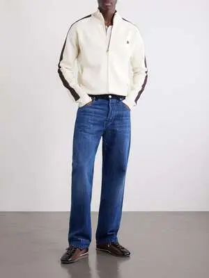 WALES BONNER Logo-embroidered Knitted Zip-up Jacket