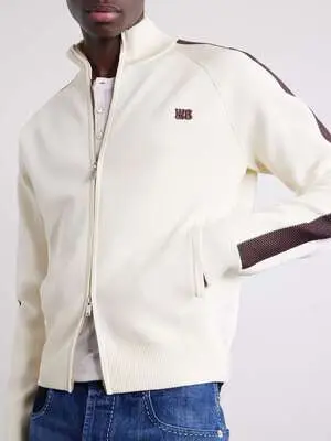 WALES BONNER Logo-embroidered Knitted Zip-up Jacket