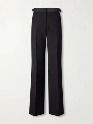 WALES BONNER Wool-twill Flared Pants With Satin Trim