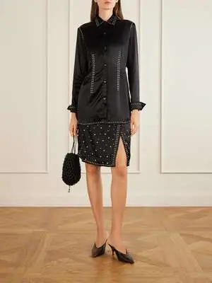 WALES BONNER Cosmic Embellished Satin Midi Skirt