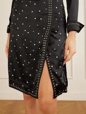 WALES BONNER Embellished Satin Midi Skirt