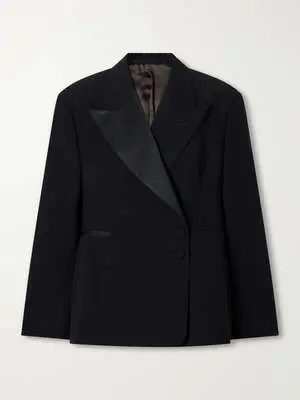 WALES BONNER Gallery Satin-trimmed Wool-twill Jacket - Black