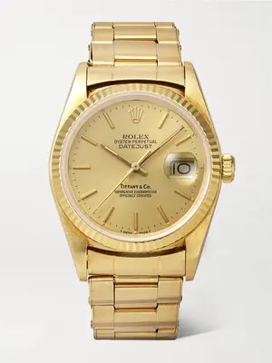 WIND VINTAGE + Rolex And Tiffany & Co. Vintage 1987 Datejust Automatic 18-karat Gold Watch, Ref. 16018