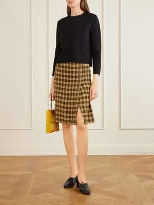 WALES BONNER Cosmic Frayed Studded Checked Flannel Mini Skirt