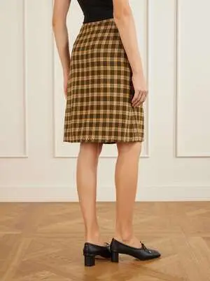 WALES BONNER Cosmic Frayed Studded Checked Flannel Mini Skirt