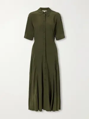 Veronica Beard Perenna Satin Midi Shirt Dress