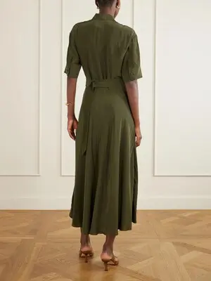 Veronica Beard Perenna Satin Midi Shirt Dress