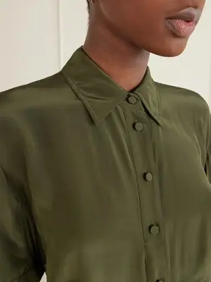 Veronica Beard Perenna Satin Midi Shirt Dress