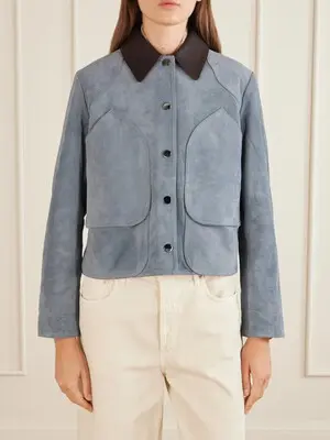 Veronica Beard Walters Suede Jacket - Blue
