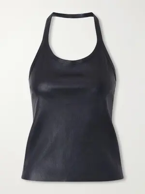Stouls Leather Halterneck Tank - Black