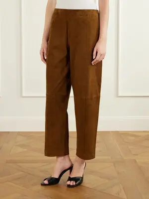 Stouls Bugsy Wide-leg Suede Pants - Brown