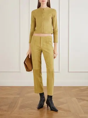 Stouls Georgette Straight-leg Suede Pants - Neutrals