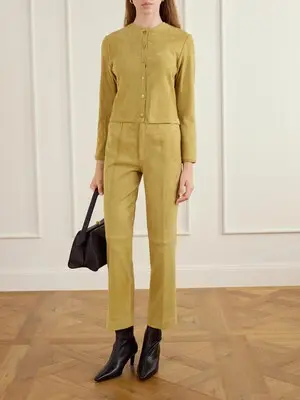 Stouls Georgette Straight-leg Suede Pants