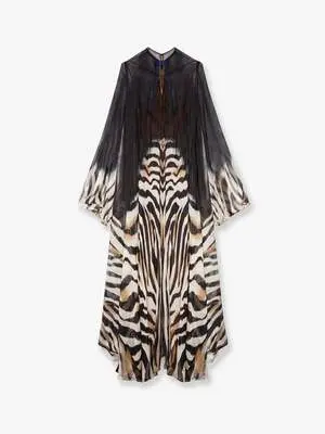 MES DEMOISELLES Sisters Zebra Print V-neck Long Sleeve Dress - Black