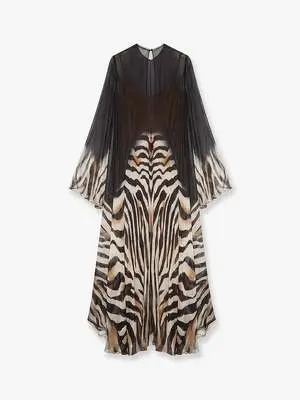 MES DEMOISELLES Sisters Zebra Print V-neck Long Sleeve Dress