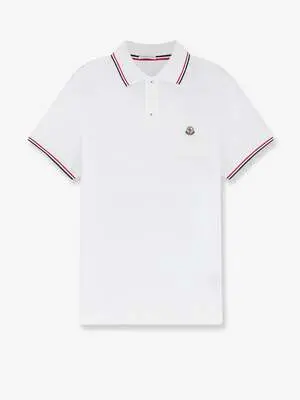 Moncler Cotton Polo Shirt With Logo Patch - White