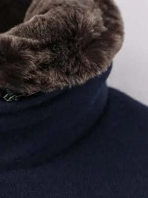 MOORER Wool And Cashmere Bomber Jacket With Fur Detail