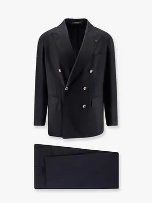 Tagliatore Doublebreasted Stretch Virgin Wool Suit - Black