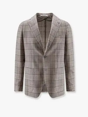 Tagliatore Singlebreasted Virgin Wool And Silk Blazer - Beige