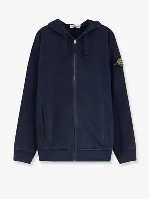 Stone Island Cotton Sweatshirt With Side Logo Patch - Blue