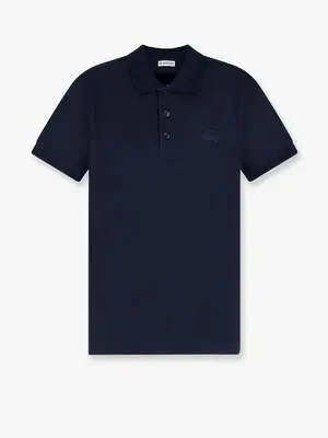 Burberry Cotton Polo Shirt With Embroidered Logo - Blue