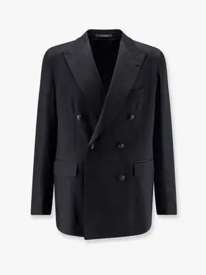 Tagliatore Doublebreasted Stretch Virgin Wool Blazer - Black