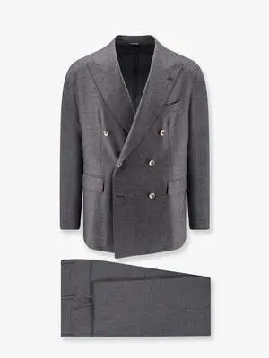 Tagliatore Doublebreasted Stretch Virgin Wool Suit - Grey