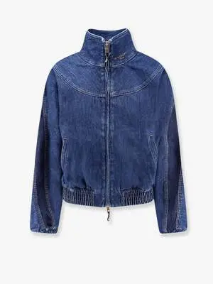 Givenchy Denim Jacket With Embroidered Lettering Logo - Blue