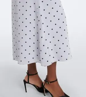 Alessandra Rich Belted Polka-dot Silk Midi Dress