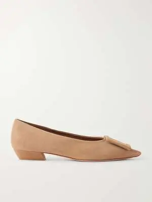ROGER VIVIER Viv In The City Suede Flats - Tan